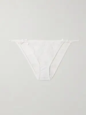 Agent Provocateur Alysia Bow-detailed Embroidered Tulle Briefs - White