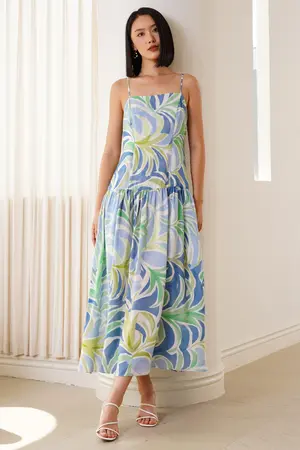 Yumi Kim Elena Tropical Print Midi Dress