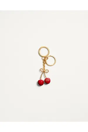 Valentino Garavani Chez Metal And Enamel Bag Charm With Key Ring - Red
