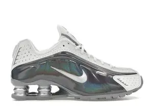 Nike Shox R4 White Iridescent Sneakers - Summit White/hydrangeas/metallic Silver