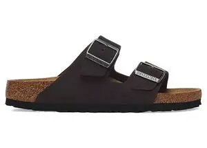 BIRKENSTOCK Arizona Soft Footbed Nubuck Leather Sandals - Black