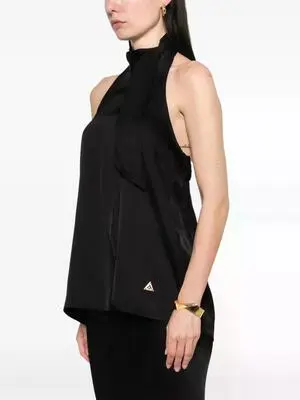 AKEP Attached-scarf Satin Top