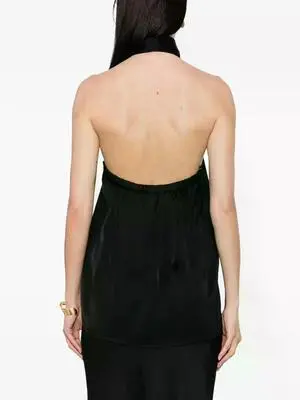 AKEP Attached-scarf Satin Top