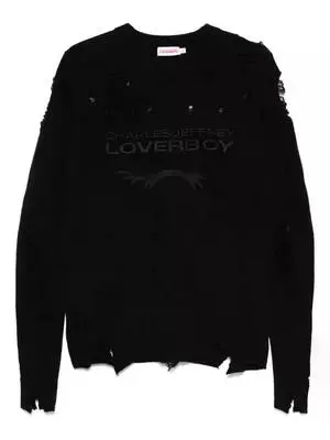 CHARLES JEFFREY Logo Distressed Sweater