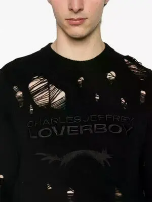 CHARLES JEFFREY Logo Distressed Sweater