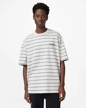 ALLSAINTS Underground Oversized Striped T-shirt Grey
