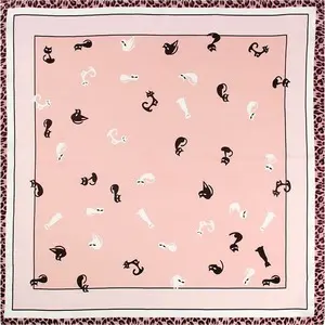 SILKSILKY Pure Silk Diversity Pattern Square Scarf - Pink