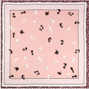 SILKSILKY Pure Silk Diversity Pattern Square Scarf - Pink