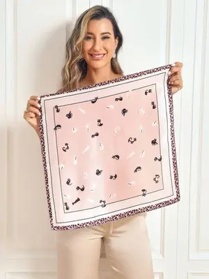SILKSILKY Pure Silk Diversity Pattern Square Scarf - Pink