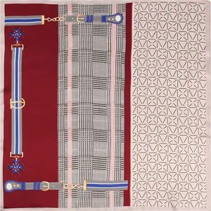 SILKSILKY Pure Silk Diversity Pattern Square Scarf Wine