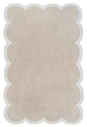 JONATHAN Y Alice Classic Cottage Two-tone Scalloped Indoor/outdoor Shaped Area Rug - Beige/cream