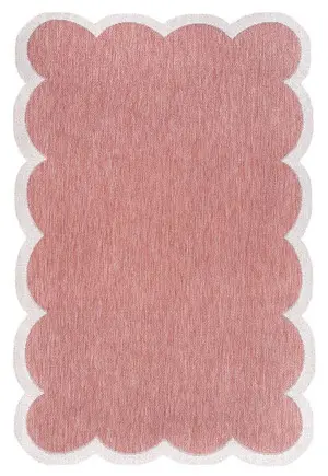 JONATHAN Y Alice Classic Cottage Two-tone Scalloped Indoor/outdoor Shaped Area Rug - Light Rose/cream