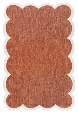 JONATHAN Y Alice Classic Cottage Two-tone Scalloped Indoor/outdoor Shaped Area Rug - Terra/cream