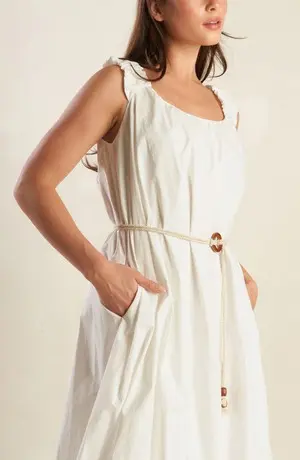 FREEMARKET Belted Bubble Hem Midi Dress