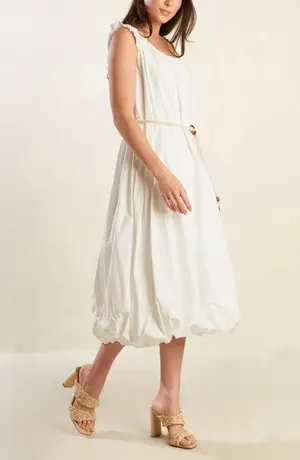 FREEMARKET Belted Bubble Hem Midi Dress
