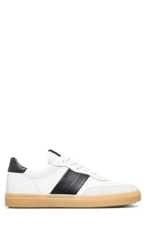 Clae Davis Perforated Low Top Sneakers - White Black Light Natural Gum