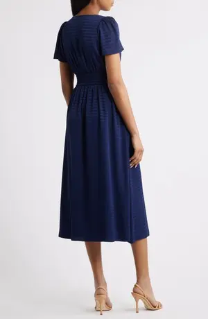 Anne Klein Patio Tonal Stripe Midi Dress