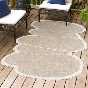 JONATHAN Y Jasper Modern Rustic Abstract Indoor/outdoor Shaped Area Rug - Beige/cream