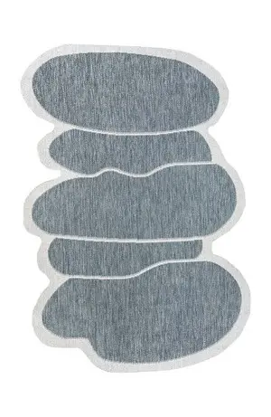 JONATHAN Y Jasper Modern Rustic Abstract Indoor/outdoor Shaped Area Rug - Blue/cream