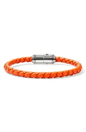 John Hardy Woven Leather Bracelet - Silver/ Orange