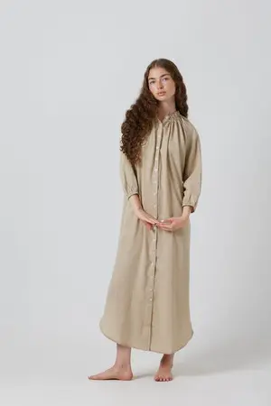 BY TESS COLLECTION Sophie Shirt Dress - Beige