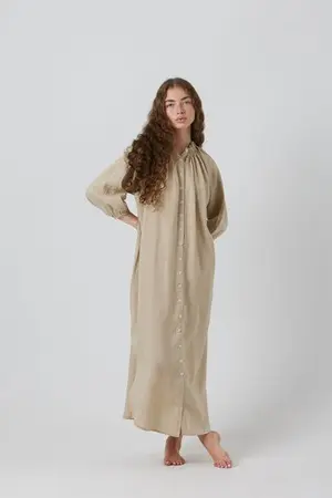 BY TESS COLLECTION Sophie Shirt Dress - Beige