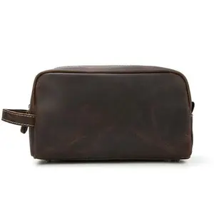 STEEL HORSE LEATHER The Wanderer Toiletry Bag - Dark Brown