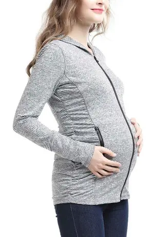 KIMI + KAI Haven Striped Maternity Hoodie