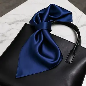 SILKSILKY Pure Silk Solid Color Square Scarf - Darkblue