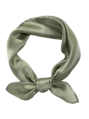 SILKSILKY Pure Silk Solid Color Square Scarf - Lightgreen