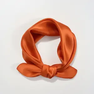 SILKSILKY Pure Silk Solid Color Square Scarf Orange