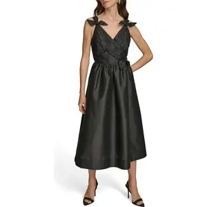 Donna Karan New York Bow Fit & Flare Midi Cocktail Dress - Black