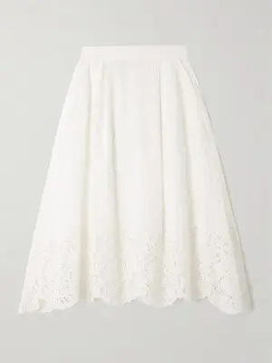 THIERRY COLSON Wynona Broderie Anglaise Midi Skirt