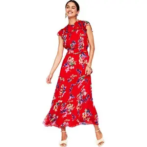 Boden Pleat & Ruffle Floral Print Dress