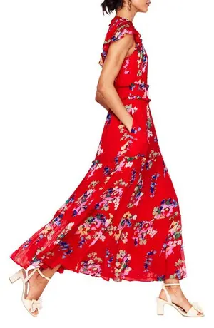 Boden Pleat & Ruffle Floral Print Dress