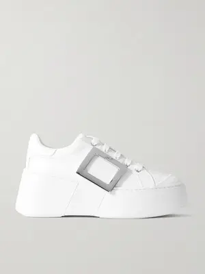 ROGER VIVIER Viv' Skate Leather Sneakers - White