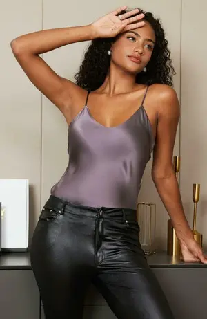 SILKSILKY Pure Silk Spaghetti Strap Camisole - Purplegray