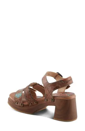 SPRING STEP SHOES Retropel Platform Sandals - Brown Multi