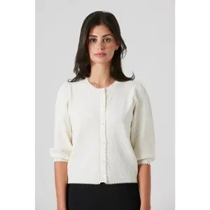 BY TESS Phoebe Diamond Pattern Cardigan - Cream