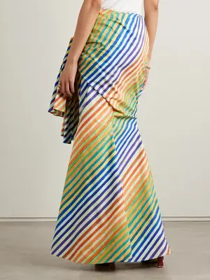 Christopher John Rogers Crayon Knotted Striped Cotton-poplin Maxi Skirt