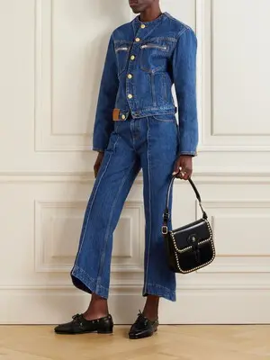 Bally Cropped Paneled High-rise Flared Jeans