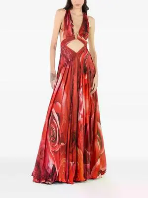 Roberto Cavalli Roses-printed Gown