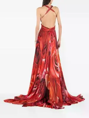 Roberto Cavalli Roses-printed Gown