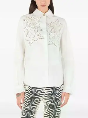 Roberto Cavalli Floral-embroidered Button-down Shirt