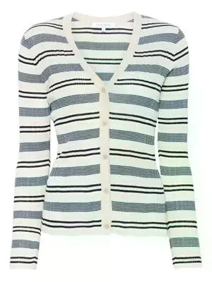 Maison Kitsuné Fine-ribbed Striped Cardigan - Neutrals