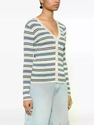 Maison Kitsuné Fine-ribbed Striped Cardigan
