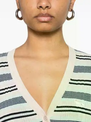 Maison Kitsuné Fine-ribbed Striped Cardigan