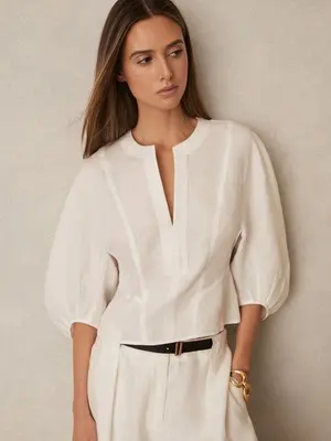 REISS Remi Linen Top