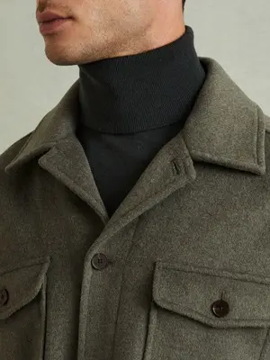 REISS Liam Wool-blend Melton Overshirt