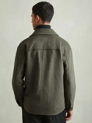 REISS Liam Wool-blend Melton Overshirt